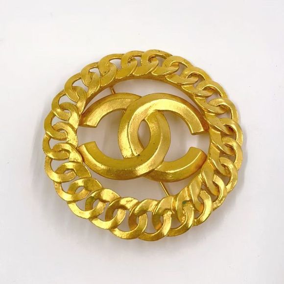 CHANEL | Jewelry | Chanel Coco Mark Circle Gp Gold Brooch | Poshmark